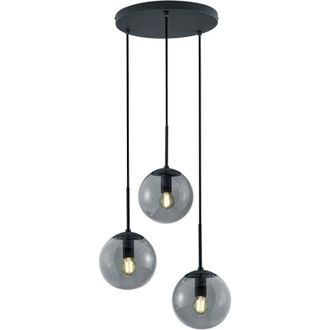 Trio Leuchten Trio Lighting - Suspension Ronde Moderne 3 Lumi&egrave;res Boules Verre Fum&eacute; Balini