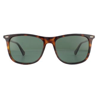 Polaroid Rectangle Mens Havanna Gr&uuml;n Polarisierte Sonnenbrille