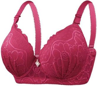 Generic 2026 Soutien-gorge pour femme d&eacute;contract&eacute; r&eacute;glable respirant sans anneau en acier fronc&eacute; et ajustement 03, Rouge, 68
