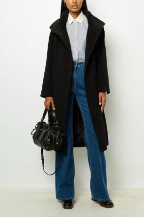 Gerard Darel Manteau ceintur&eacute; en laine et angora - LANIE - Noir