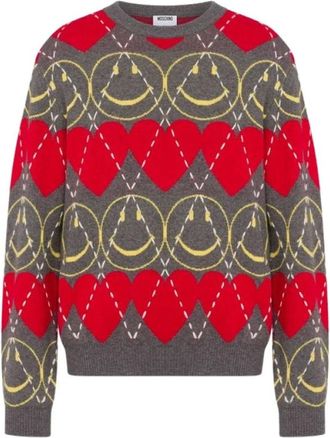 Moschino Homme, Pulls, Multicolore, Taille: S Pull en laine m&eacute;lang&eacute;e Smiley