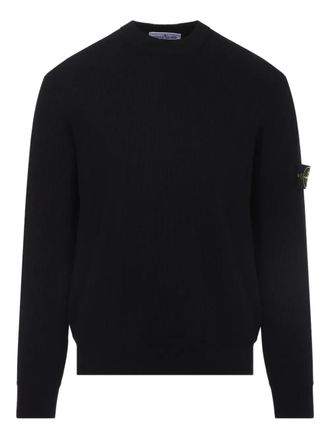 Stone Island pull &agrave; d&eacute;tail de logo - Noir