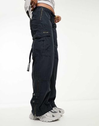 Superdry Pantalon cargo &eacute;lastique - Bleu marine