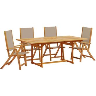 vidaXL 5-tlg. Garten-Essgruppe Massivholz Akazie und Textilene vidaXL