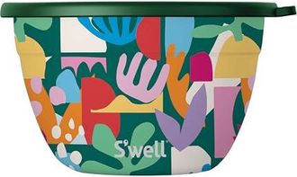 Swell Salatschüssel-Set aus Edelstahl, 1,9 l, Stil Papierausschnitte, mit 60 ml Gewürzbehälter und abnehmbarer Schale zur Organisation, auslaufsicher, leich