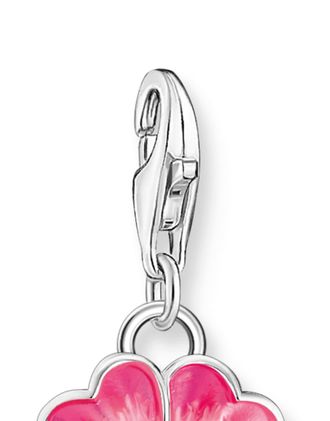 Thomas Sabo Silber-Charm-Anh&auml;nger mit rosa Blume in Silber, mehrfarbig