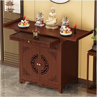 Generic Pooja-Tisch, Bambus-Altartisch mit Stauraum f&uuml;r Zuhause, Buddha-Schrein-St&auml;nder, Gebets- und Meditationsaltar-Schrank f&uuml;r Wohnzimmer, Schlafzimmer und