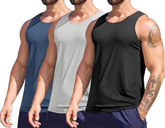 Coofandy 2 ou 3 Pack Debardeur Homme Sport Tee Shirt sans Manche Homme Séchage Rapide pour Running Gym Fitness Musculation Noir/Bleu Marine/Gris Clair XXL
