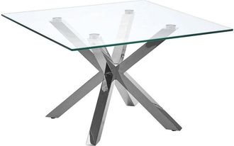 Beliani Beliani - Table basse carr&eacute;e 70 x 70 cm - Plateau en verre tremp&eacute; - Pieds en acier inox poli - Style moderne pour salon &eacute;l&eacute;gant