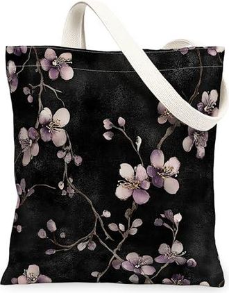 Generic Sac fourre-tout en toile pour le shopping, 33 x 38,1 cm, sac d&eacute;picerie r&eacute;utilisable pour femme, motif floral de voyage, d&eacute;coration cadeau
