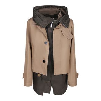 sacai Baumwoll-Gabardine-Jacke - - Jackets - Damen - Gr&uuml;n - L