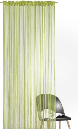 Heimtexland Fadengardine in grün HxB 160x148 cm mit Stabtunnel KÜRZBAR hochwertige Qualität Fadenvorhang Fadenstore Ökotex Typ121