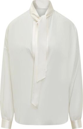 Tom Ford Femme, Blouses et Chemises, Blanc, Taille: 38 FR Tie-neck Silk Crepe Blouse
