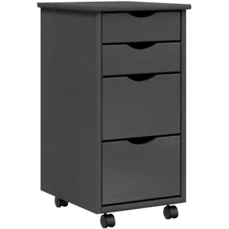 vidaXL Rollschrank mit Schubladen MOSS Grau Massivholz Kiefer vidaXL