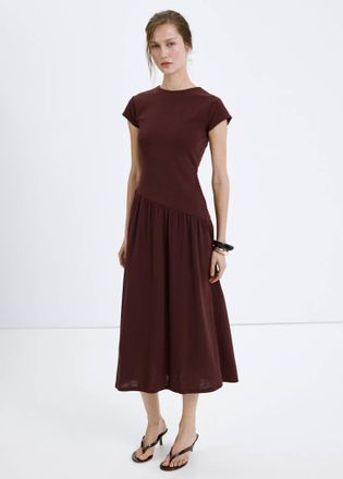 Mango Robe midi asym&eacute;trique bordeaux - Femme - XXS - MANGO