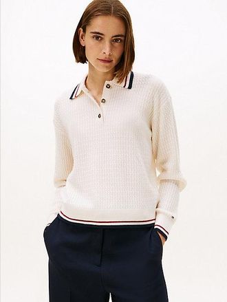 Tommy Hilfiger Pull d&eacute;contract&eacute; &agrave; col polo avec cachemire