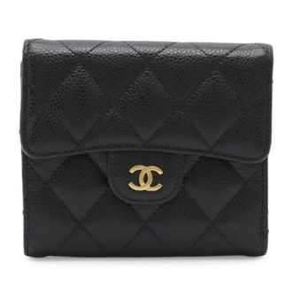 Chanel Portefeuille court classique en cuir caviar Pre-owned - Homme - Pre-owned - Noir - Taille: ONE Size