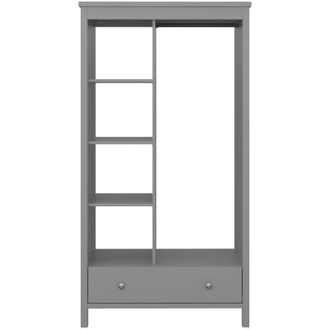 ebuy24 Ebuy24 - Troms&oslash; Kleiderschrank ohne T&uuml;ren 3 Ablagen, 1 Schublade, 1 Kleiderstange grau