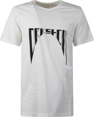 Rick Owens Homme, Tops, Blanc, Taille: L T-shirt &agrave; Manches Courtes et Col Rond avec Graphique