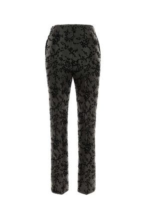 Alberta Ferretti Sequin-Embellished Polyester Silk Trousers - Gray