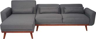 Mendler Sofa HWC-J20, Couch Ecksofa, L-Form 3-Sitzer Liegefläche Schlaffunktion Stoff/Textil 280cm - anthrazit-grau