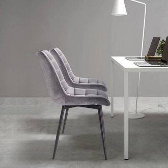 Woltu 6 x Esszimmerst&uuml;hle 6er Set Esszimmerstuhl K&uuml;chenstuhl Polsterstuhl Design Stuhl mit R&uuml;ckenlehne, mit Sitzfl&auml;che aus Samt, Gestell aus Metall