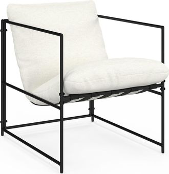 IDMarket Polstersessel ULYSSE Metallgestell und wei&szlig;es Kissen