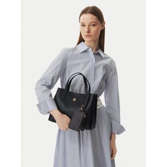 Tommy Hilfiger Handtasche Tommy Hilfiger Th Icon Mini Satchel AW0AW18722 Schwarz