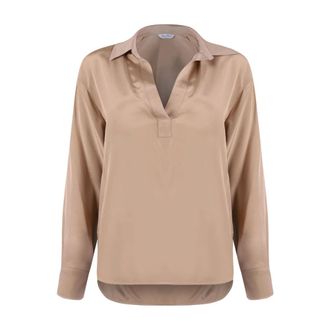 Max Mara Kamelbraune Seidenbluse mit Polokragen - - Blouses & Shirts - Damen - Braun - S