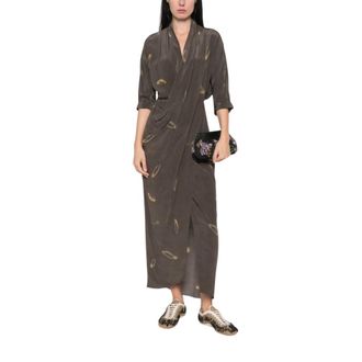 Cortana Wickelkleid mit Drapierung - - Dresses - Damen - Braun - M