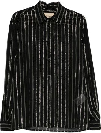 Valentino Garavani chemise ray&eacute;e &agrave; logo brod&eacute; - Noir