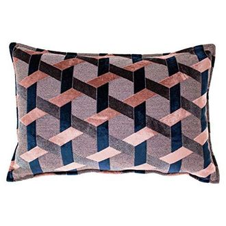Riva Paoletti Delano Kissen mit Federfüllung, 40 x 60 cm, Blush/Navy