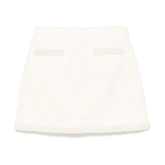 Self Portrait Femme, Jupes, Beige, Taille: 38 FR Mini-Jupe Bouclé avec Perles