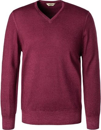 Gran Sasso Herren Pullover rot Schurwolle unifarben