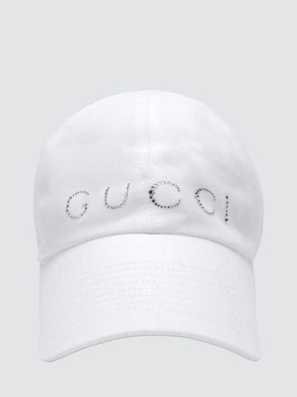 Gucci Baseballkappe von aus Baumwolltwill mit Strass-Logo und festem Schirm