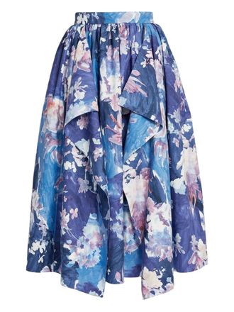 Erdem jupe mi-longue à fleurs - Bleu