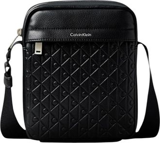 Calvin Klein Homme, Sacs, Noir, Taille: ONE Size Sac Reporter Monogramme Int&eacute;gral Estamp&eacute;