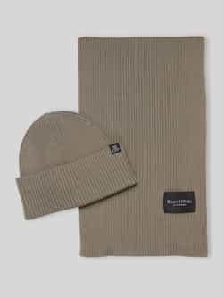 Marc O'Polo Schal mit Label-Patch im 2-teiligen Set