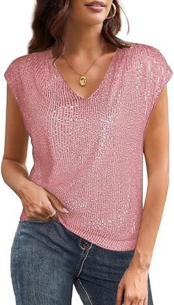 Grace Karin Hauts Courts Scintillants pour femmetops à Paillettes brillantesélégants et festifstunique Blouse pour Noël et fêtes