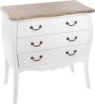 Atmosphera Atmosphera - Commode Chrysa Blanche et Bois - 75x38x76 cm, 3 Tiroirs, Style Romantique - Meuble de Rangement pour Chambre, Salon
