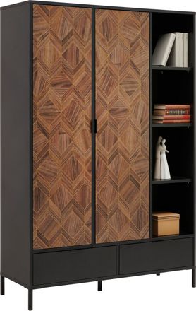 Homin Highboard, Schwarz, Gold, Metall, 9 F&auml;cher, 2 Schublade(n) Schubladen, 117.1x173.6x42 cm, Typenauswahl, stehend, Wohnzimmer, Kommoden & Sideboards, Hi