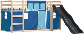 vidaXL Vidaxl - Lit superpos&eacute; sans matelas avec toboggan et rideaux 90x190 cm