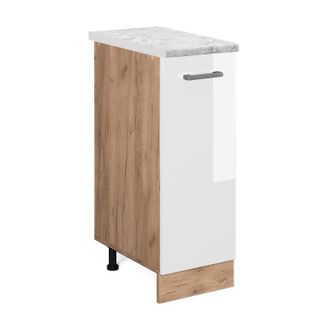 Vicco Apothekerschrank: R-Line, Wei&szlig; Hochglanz, 30 cm ap Marmor