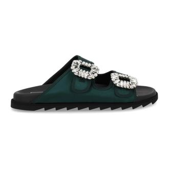 Roger Vivier Slidy Viv Strass Gros Mule - Femme - Chaussures - Vert - Taille: 35 EU