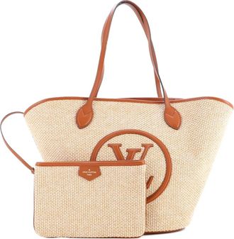 Louis Vuitton Saint Jacques NM Handbag Raffia and Leather shoulder bag - Tons neutres