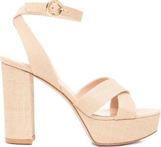 Gianvito Rossi Femme, Chaussures, Beige, Taille: 39 1/2 EU Sandales &agrave; plateforme entrecrois&eacute;es