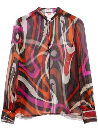 Pucci blouse en soie &agrave; imprim&eacute; ondul&eacute; - Noir