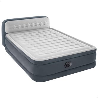 Intex Erwachsene Headboard Luftmatratze Queen Dura-beam Series mit Eingebaute Elektrische Pumpe, Grey, One Size, 64448
