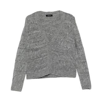 Fabiana Filippi Strickjacke mit Paillettenbesatz und Zopfmuster - - Knitwear - Damen - Grau - M