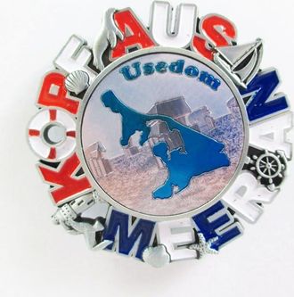 Generic Usedom Magnet Metall mit drehendem maritimen Kranz Drehscheibe Souvenir Ostsee